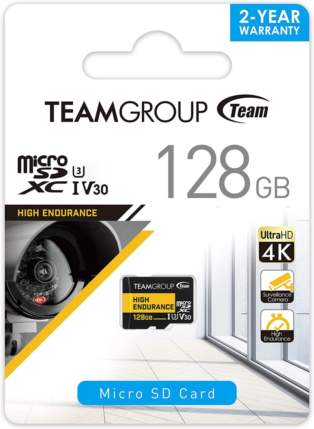 Team Group High Endurance 128GB Micro SDXC UHS-I U3 V30 Memory Card