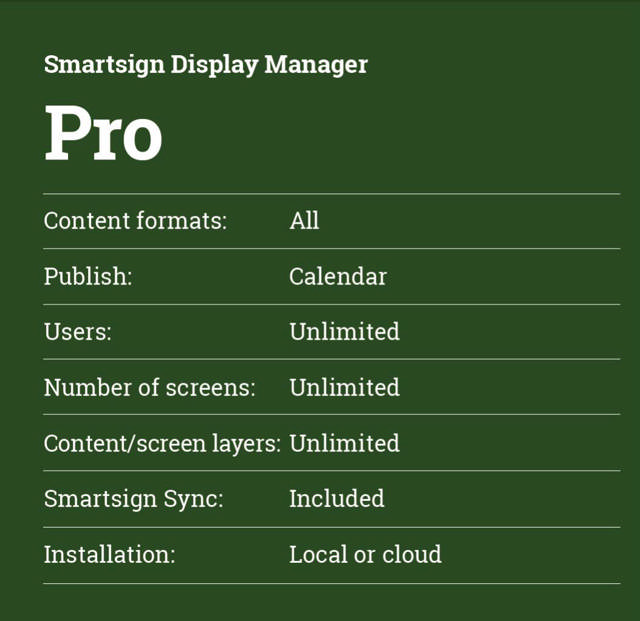 Smartsign Display Manager Professional License valid for 3 years ...
